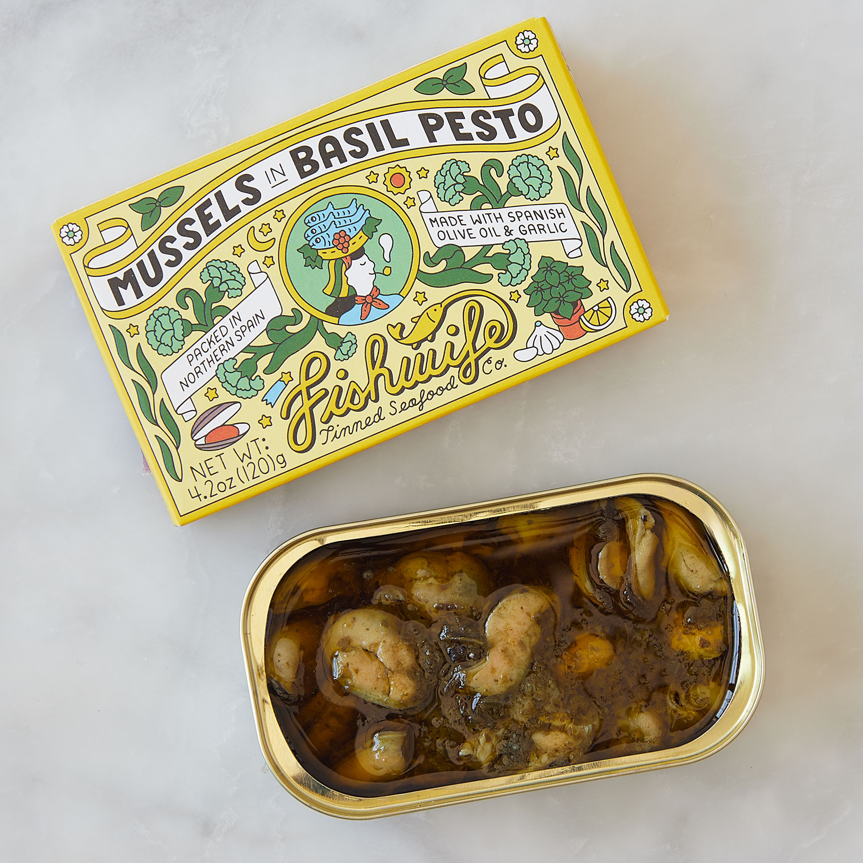 Fishwife Mussels in Basil Pesto – herbaceous tinned shellfish | Murray ...